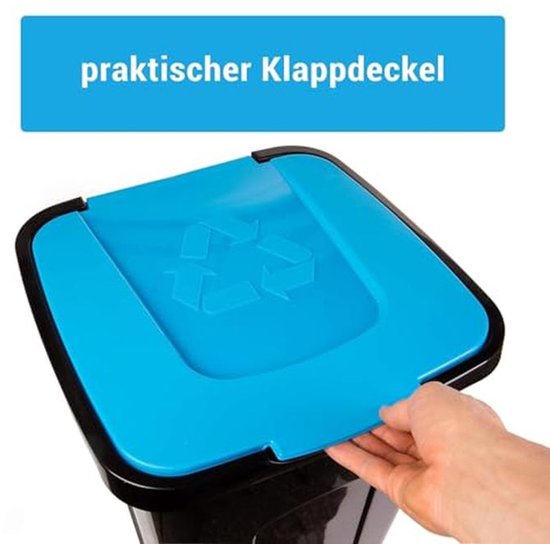 Set van 3 Grote Afvalbakken met Deksel voor Afvalscheiding - 50L ...