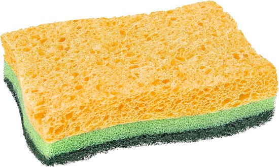 Klassieke Schuurspons Set 2 Stuks - 3 Lagen voor Krachtig Schoonmaken | bol