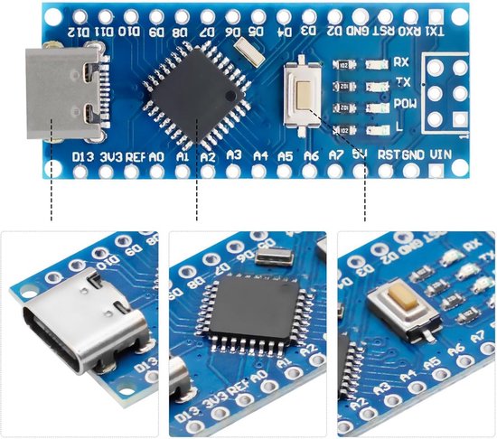 2x Nano V3.0 Type-C Ontwikkelbord met CH340 Chip - 5V 16MHz ...