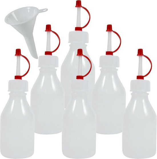 6x 30ml Spuitflessen Set met Druppeldop - Kunststof Dosing Flesjes voor ...