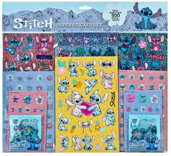 Disney Stitch Super Sticker Set - 500 Stickers - Met Glitters en 3D ...
