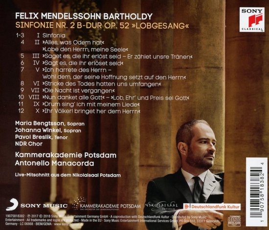 Mendelssohn: Symphony No. 2, "Lobgesang", Antonello Manacorda | CD ...