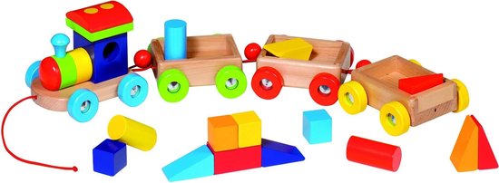 Goki Houten trein orlando 51cm met blokken | bol.com