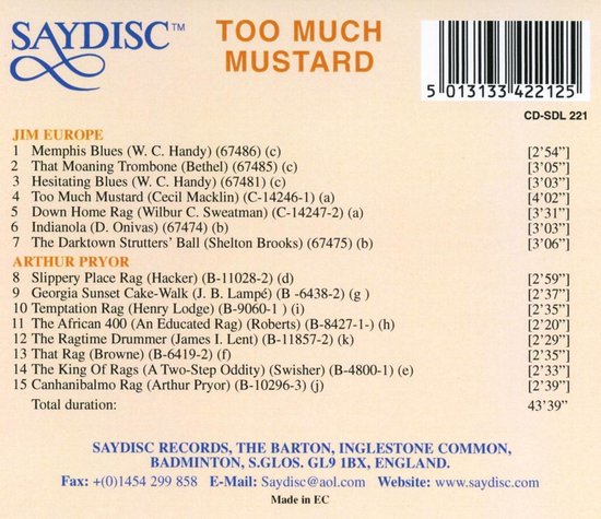 Too Much Mustard, Arthur Pryor | CD (album) | Muziek | bol.com