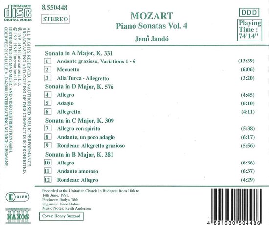 Jeno Jandó - Piano Sonatas 4 (CD), Jeno Jando | Muziek | bol