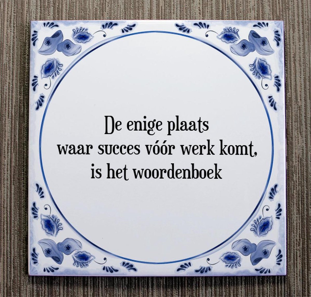 Tegeltje met Spreuk (Tegeltjeswijsheid): De enige plaats waar succes v r werk komt,... | bol.com