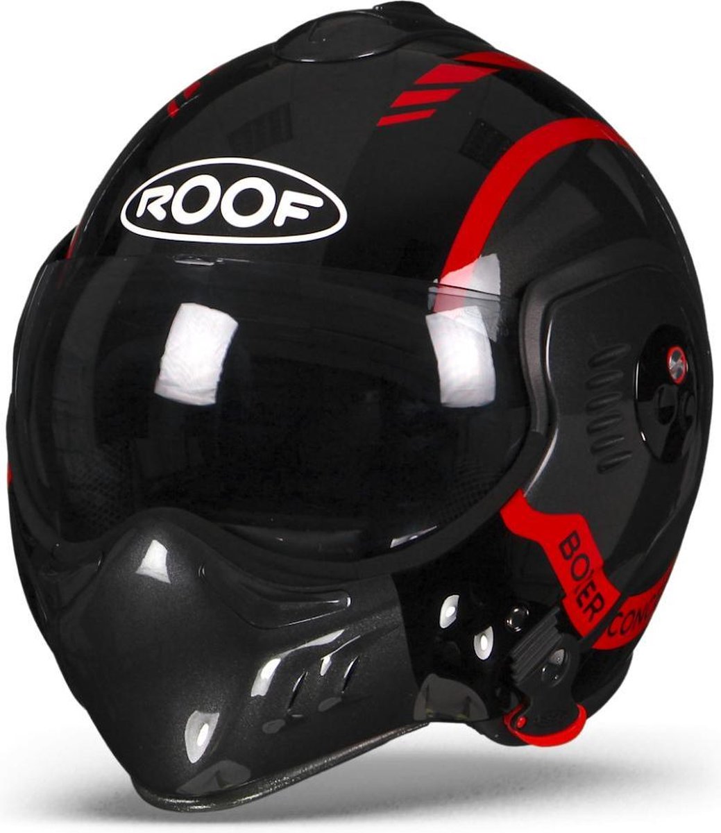 ROOF Boxer V8 Lp20 Zwart Metal Rood Systeemhelm - Motorhelm - Maat XS ...