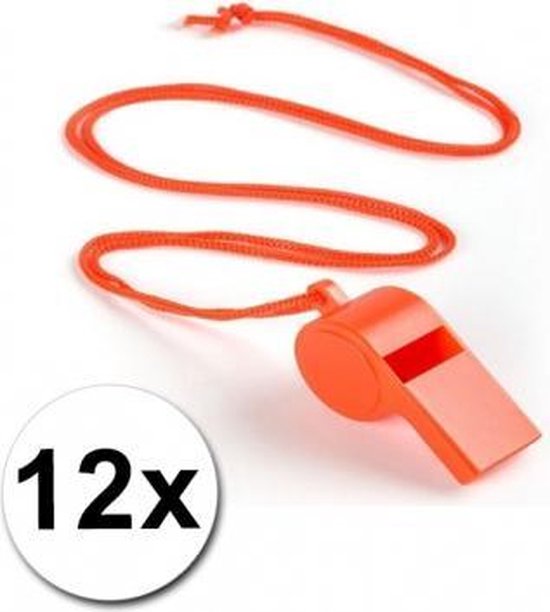 12 oranje fluitjes aan koord | bol
