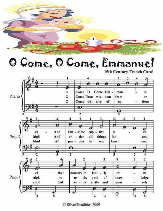 O Come O Come Emmanuel - Easy Piano Sheet Music (ebook), Silver ...
