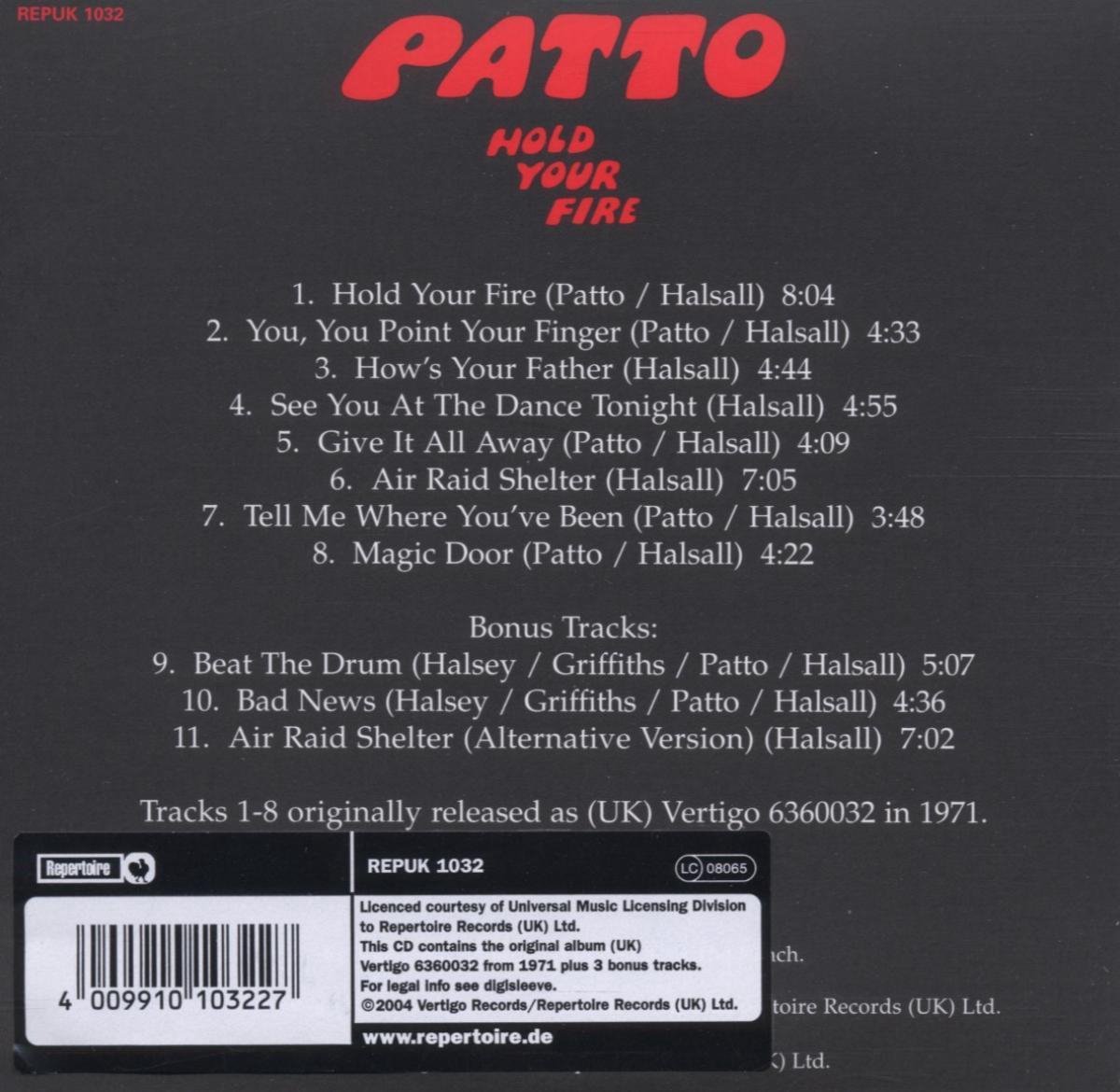 Hold Your Fire, Patto | CD (album) | Muziek | bol.com
