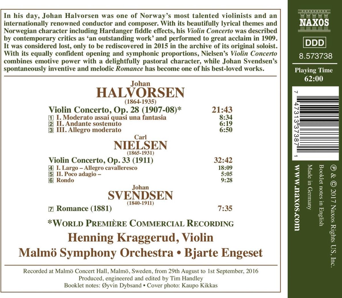 Henning Kraggerud, Malmö Symphony Orchestra, Bjarte Engeset - Halvorsen: Violin... | bol