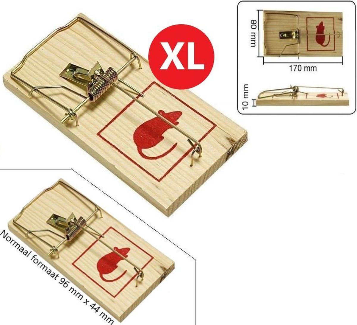 XL Traditionele Houten Muizenval Duo Pack Jumbo – 17x8cm | Ongedierte ...