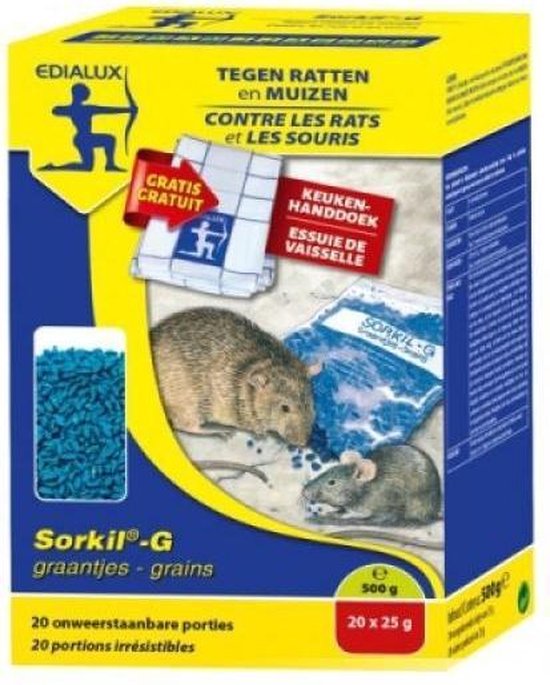Ratten- en muizenvergif 20 x 25 g + gratis keukenhanddoek - set van 4 ...