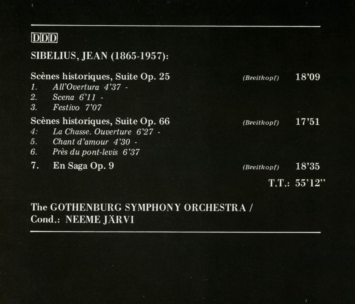 Gothenburg Symphony Orchestra - Sibelius: (Compl.Ed. 16), Scenes Historiques (CD),... | bol.com