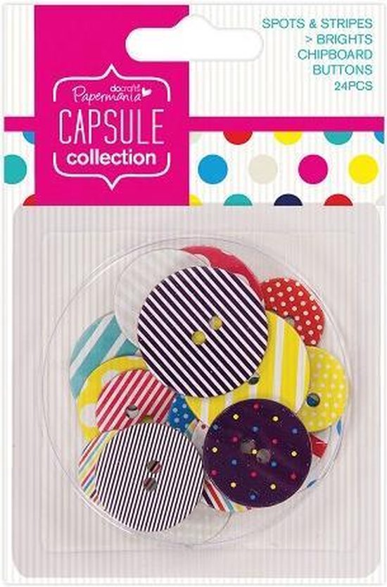 Chipboard Buttons (24pcs) - Capsule - Spots & Stripes Summer Brights ...