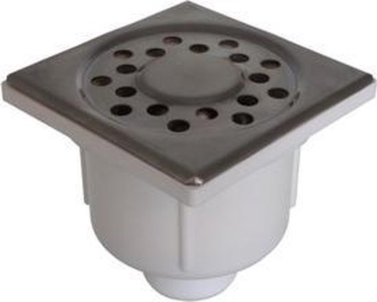 Kunststof Schrobput met RVS Deksel Recht - 10 x 10 cm - Wit | bol