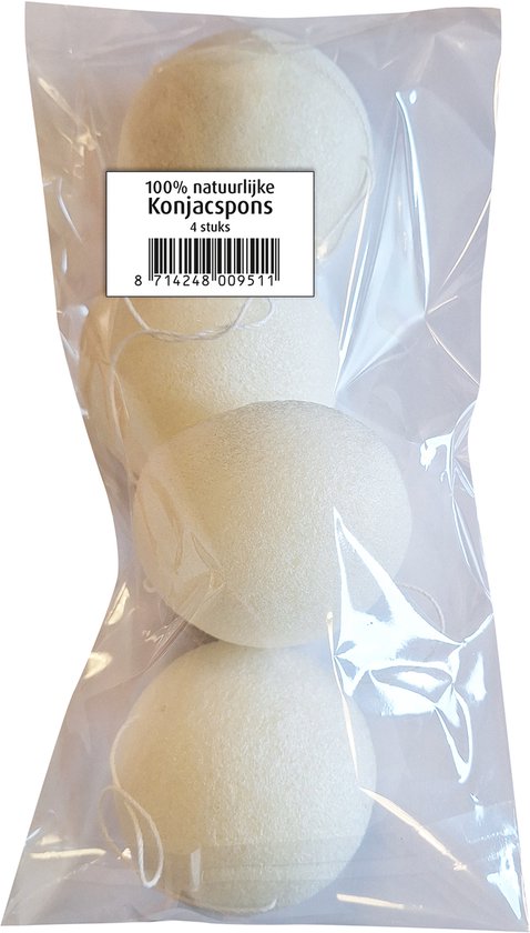 Set van 4 konjac sponzen - Natuurlijke sponzen voor gezichtsreiniging ...
