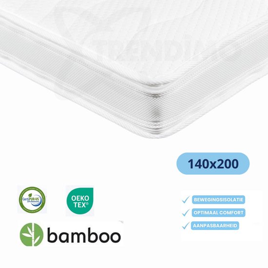 DUO TOPPER MATRAS Orthopedisch Luxe Topper Koudschuim 140x200 - Bamboo ...