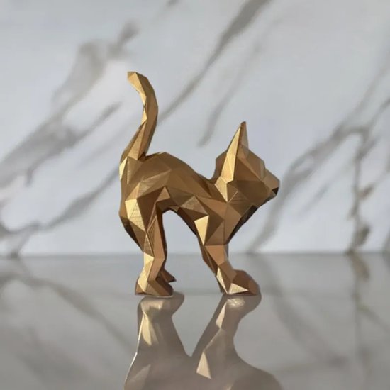 Kat Decoratie Goud | Moderne Minimalistische Polygonale Kat Decoratie ...