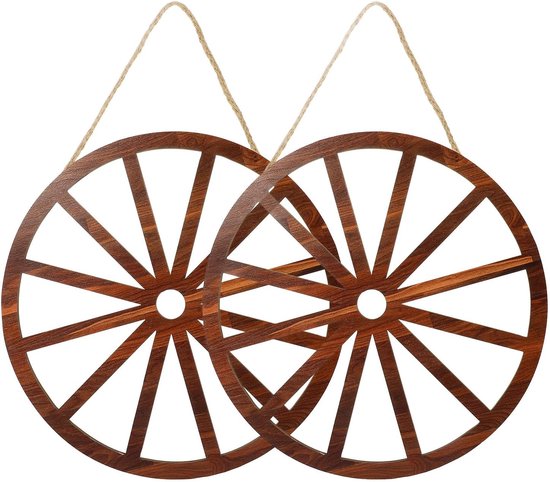 Houten Wagon Wiel Decor - 2pcs Vintage Houten Cartwheel Decor - Western ...