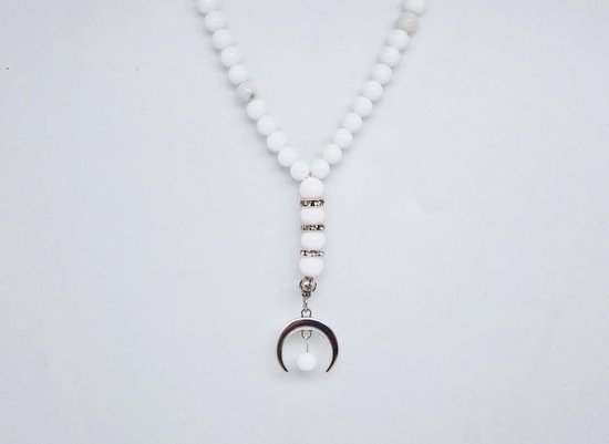 Handgemaakte Natuurstenen Autohanger "Witte agaat"- Met metalen hanger ...