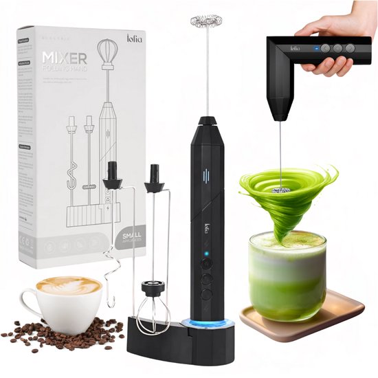Iofia®-Electrische Melkopschuimer - 3 RVS Gardes - Matcha klopper- Romig resultaat in... | bol