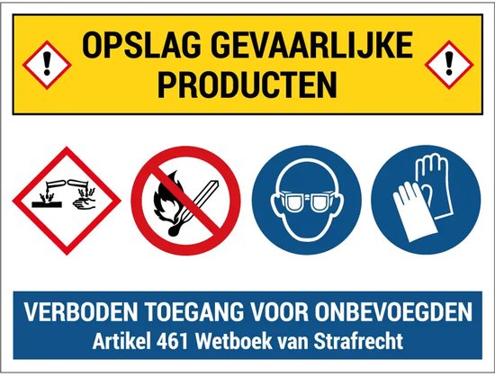 Opslag gevaarlijke producten sticker - 28 x 21 cm | bol