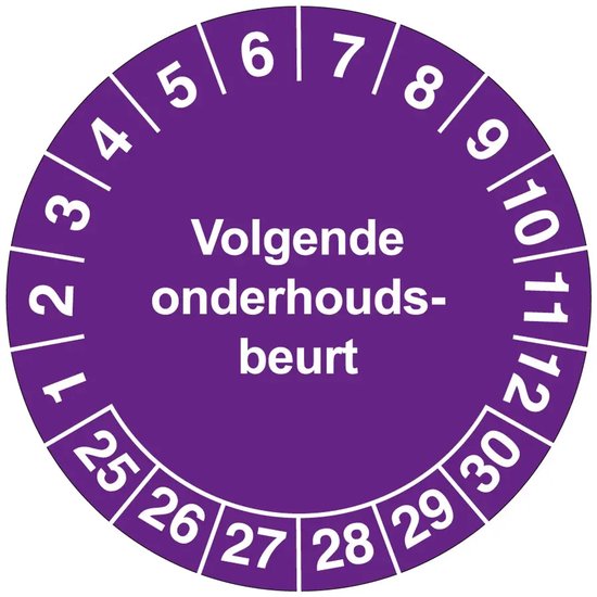 Volgende onderhoudsbeurt keuringsstickers - 25-30 - op vel - 3 cm - 20 ...