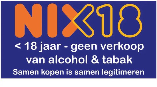 Nix 18 geen alcohol en tabak onder de 18 sticker - 40 x 20 cm | bol