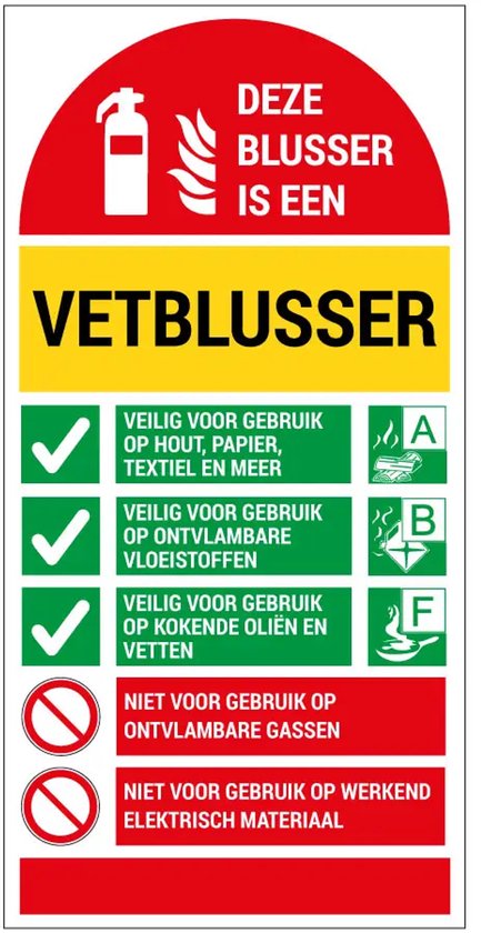 Deze blusser is een vetblusser sticker - 30 x 15 cm | bol