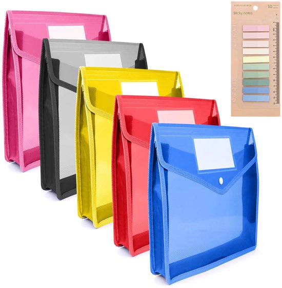 Documententas A4, 5-pack Documentenmap Uitbreidbare A4-binder Plastic ...