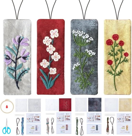 Allecto Plus - Borduurwerk Bladwijzer Set voor Beginners - Bloemen Borduurwerk Kit met... | bol