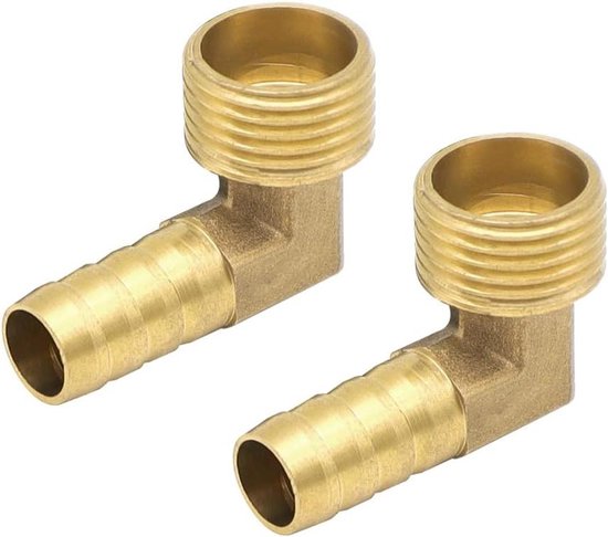 2 stuks Slangkoppeling 90 Graden Hoek 1/2 Inch Messing Slangverbinder ...