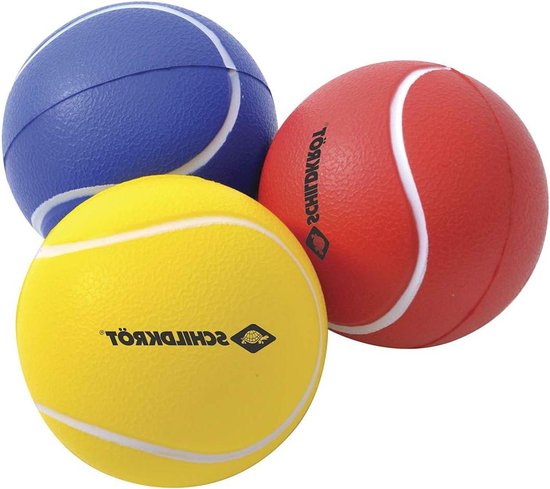 Soft ballen set van 3 (geel rood blauw) Ø 7 cm zacht PU-schuim goede ...