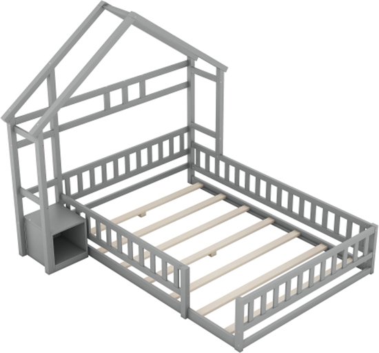 Kinderbed 140 x 190 cm, vlakke bedden, huisbedden met spijlen ...