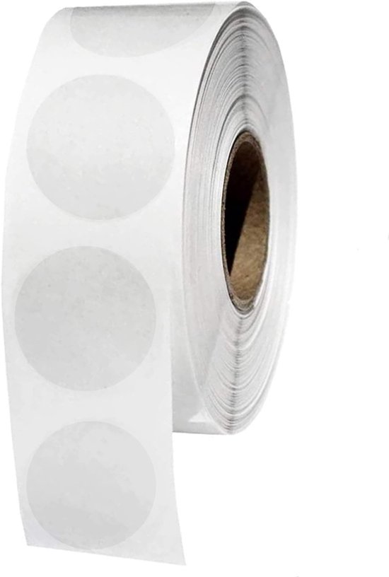 1000 Sluitzegels Rond Transparant Sticker 25 mm op Rol - Etiketten ...