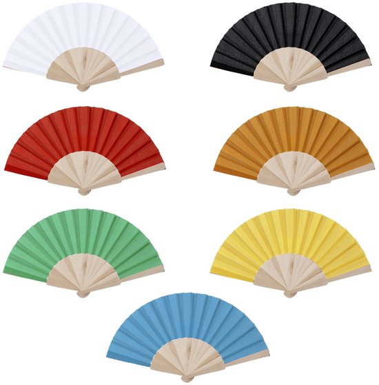 Spaanse waaier - wit - 42 x 23 cm - hout - verkoelend - handwaaier | bol