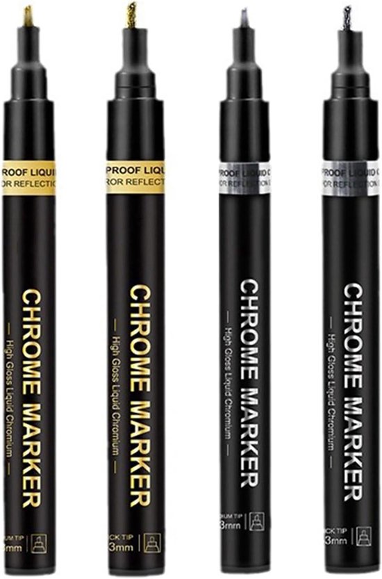 TopHomer 4 Pieces Metallic Chrome Marker Permanent Colour Marker ...