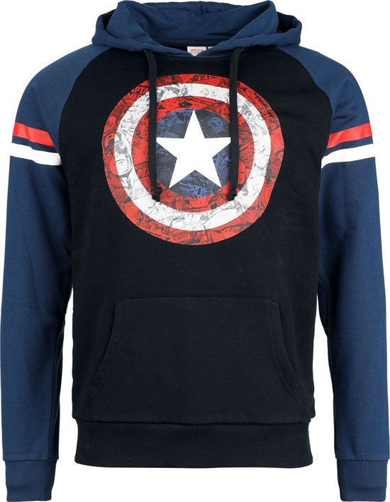 Captain America Comic Shield Trui met capuchon zwart-blauw L Heren | bol