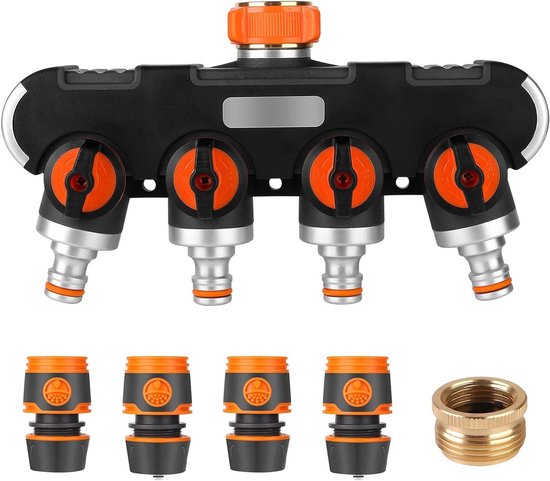 Allecto Plus - 4-weg waterverdeler voor tuinirrigatie met kraan - geschikt voor 3/4... | bol