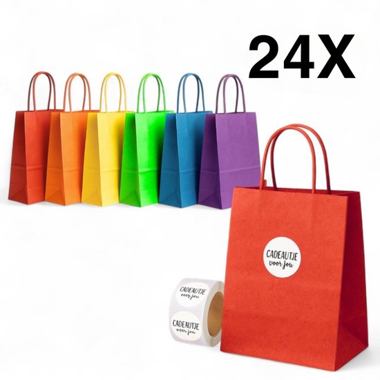 24x Uitdeelzakjes + "Cadeautje voor jou" Stickers - Papier - (Rood ...