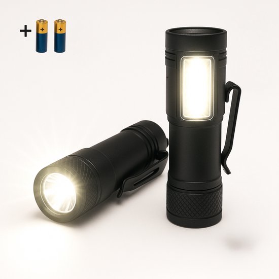 Narvie LED + COB Zaklamp – 2 stuks – 240 Lumen – 4 Lichtstanden ...