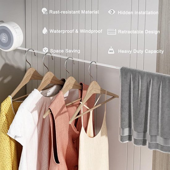 Retractable Clothesline Non-Sagging 4.2m with Automatic Roll-Up and ...