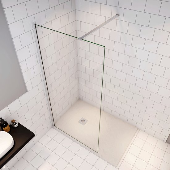 Douchewand Inloopdouche 96x185cm+N:140cm Stabilisatiestang,6mm nano ...