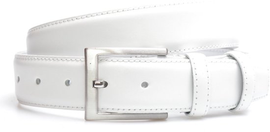 Witte pantalonriem YFA - kostuumriem wit 100% leer - 3,5 cm brede witte ...