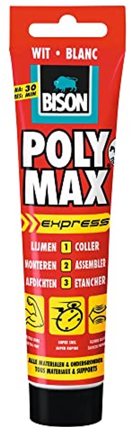 Bison Poly Max Express wit tube 165 gram, montagelijm, lijmen, monteren en afdichten,... | bol