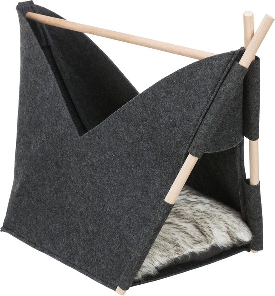 Elise vilt met kussen 63 × 44 × 30 cm lichtgrijs | bol