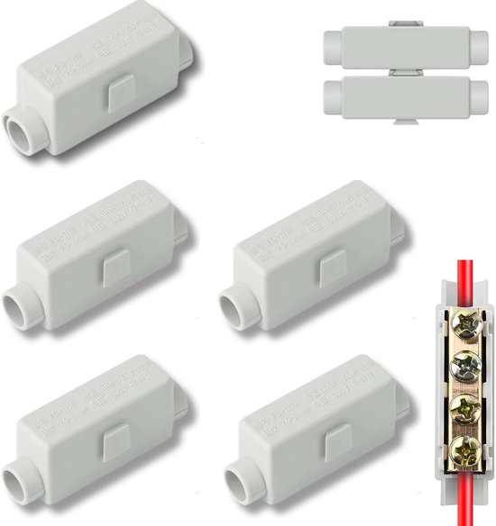 Pack of 5 Passage Connectors - 2-Pole - 100A - 1000V - Double Screws ...