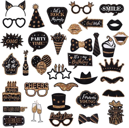 36 Pcs Party Photo Box Accessories Birthday, Photo Props Accessories ...