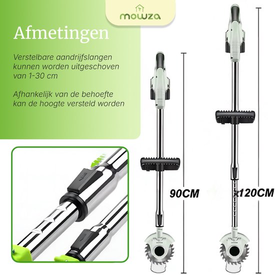 Mowza Grasmaaier Draadloos - 4-in-1 Kantenmaaier met 2 accu's ...